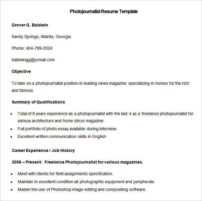 Media Resume Template – 31+ Free Samples, Examples, Format Download!