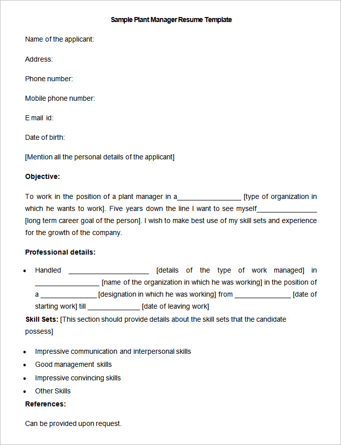 Manufacturing Resume Template – 26+ Free Samples, Examples, Format ...