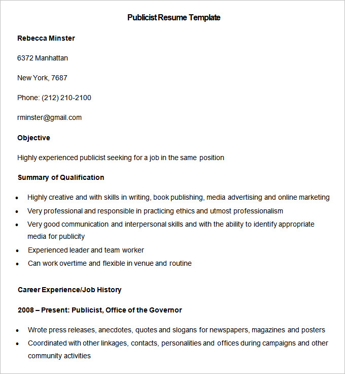 Media Resume Template – 31+ Free Samples, Examples, Format Download!