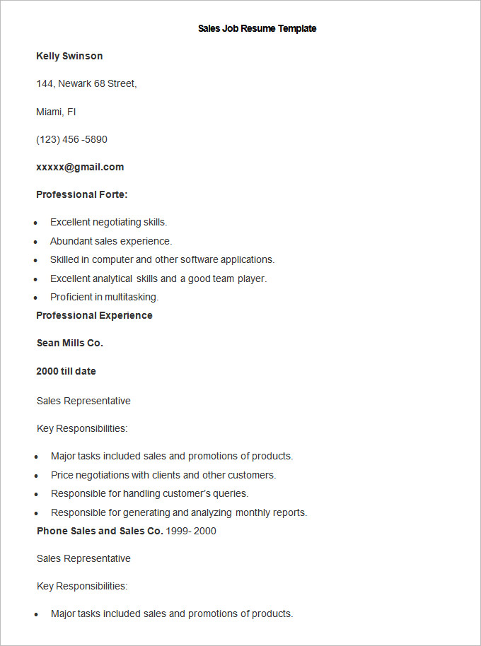 Sales Resume Template – 41+ Free Samples, Examples, Format Download!