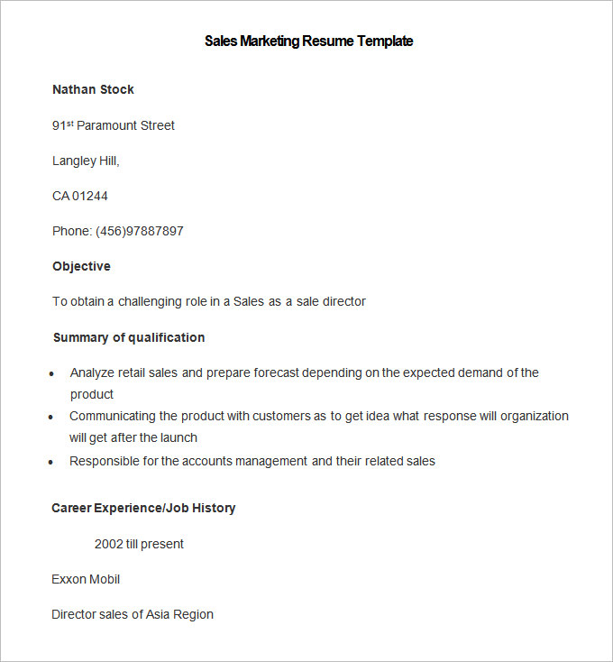 Marketing Resume Template – 37+ Free Samples, Examples, Format Download!