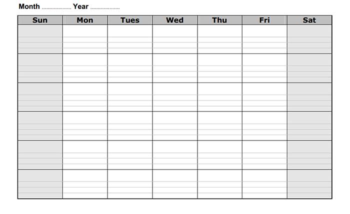 Blank Calendar Template With Notes Calendar Inspiration Calendar 