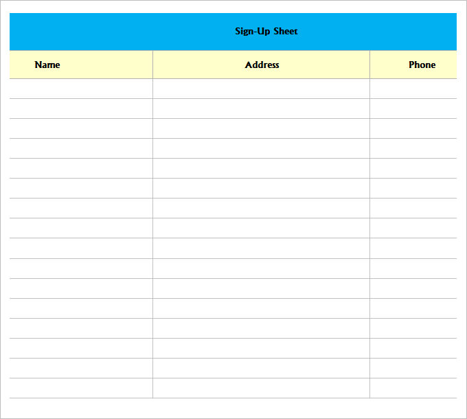 61+ Sign Up Sheets