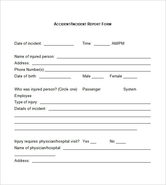 Incident Report Template Uk