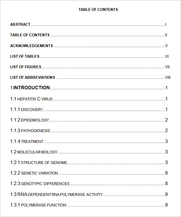44 Table Of Contents PDF DOC Google Docs