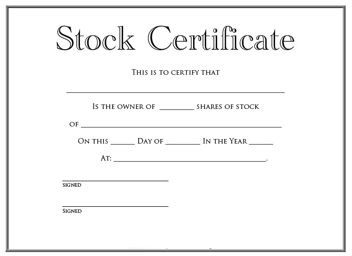 Printable Stock Certificate Format In Word