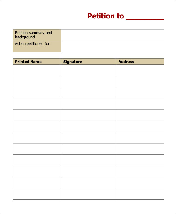 Printable Blank Petition Signature Sheet Template Printable Templates Printable Blank Petition Signature Sheet Template Printable Templates