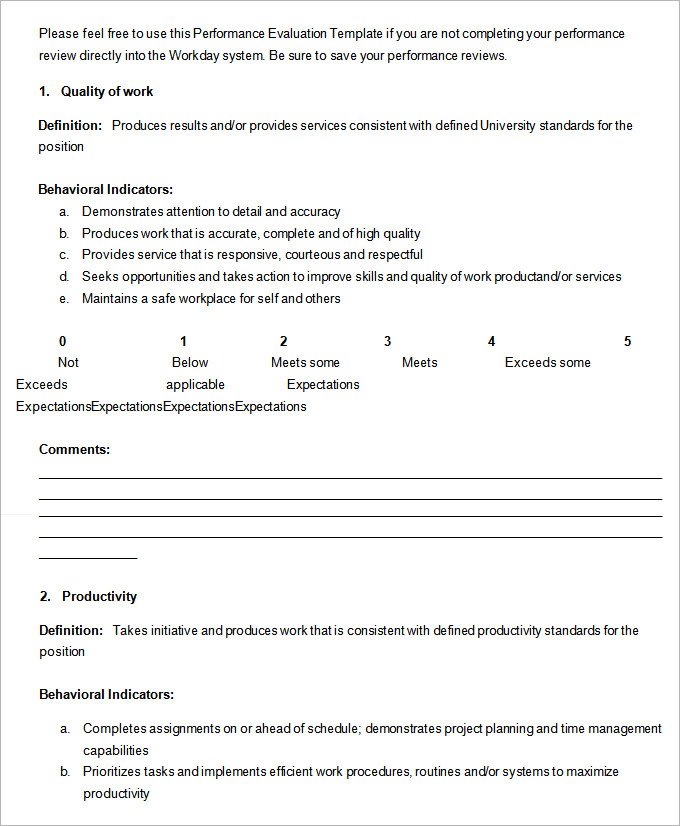 Performance Review Yearly Performance Review Examples