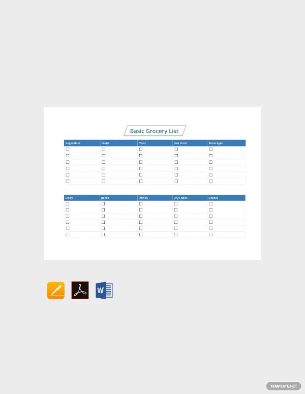 Grocery List Template - 15+ Free Word, PDF Documents Download