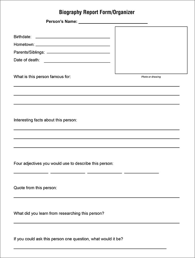 Free Biography Template For Students