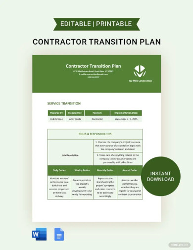 26+ Transition Plan Templates - Free Word, PDF Documents Download!