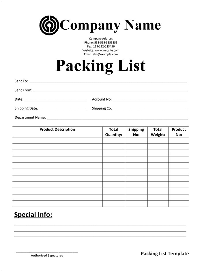 Best Templates 7 Packing List TemplatesPDF Doc