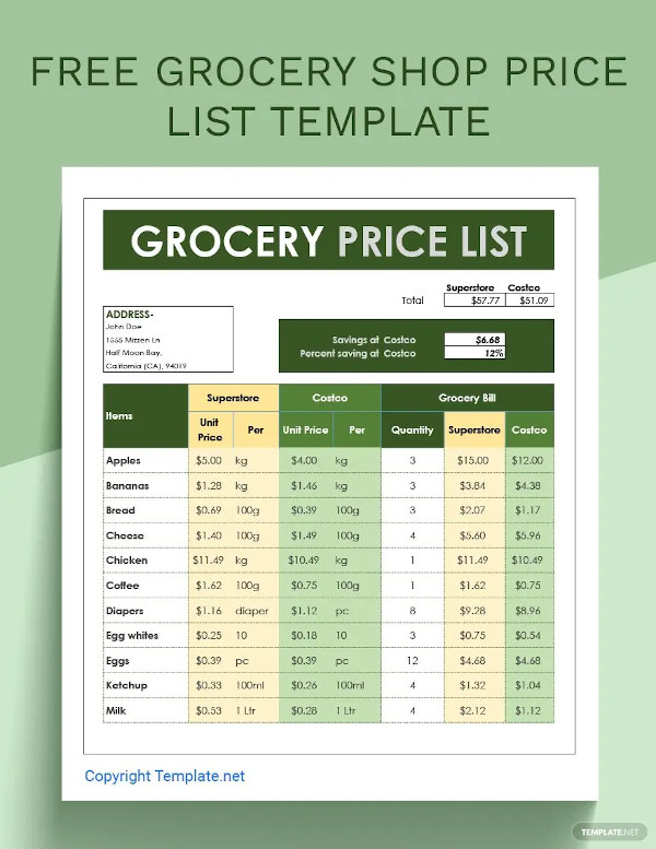 Grocery List Template - 15+ Free Word, PDF Documents Download