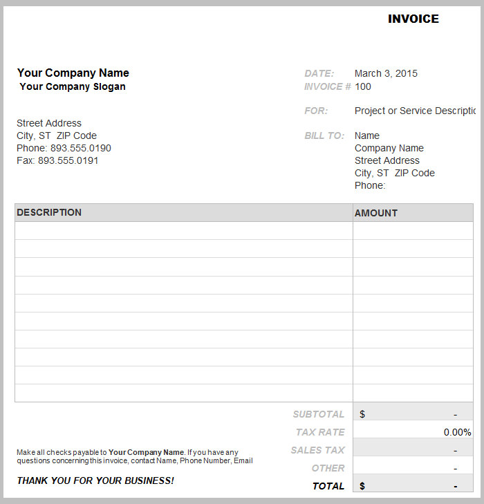 14+ Free Tax Invoice Templates - Word,Excel, AI