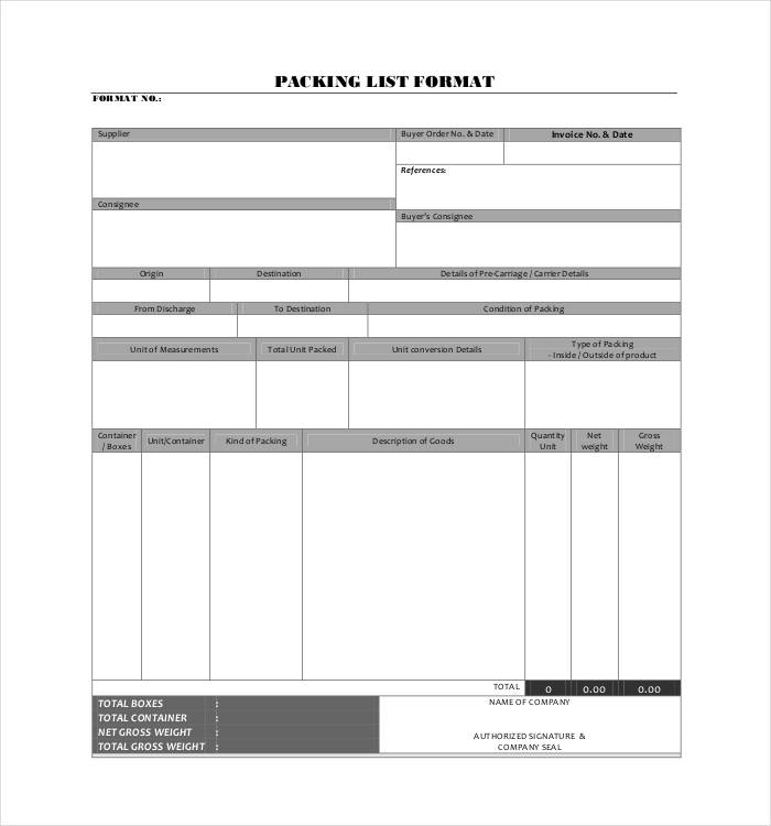 Packing List Templates 20 Free Printable Word Excel PDF Formats