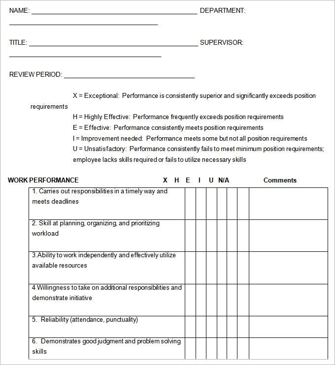 Sample Employee Performance Review Template Classles Democracy