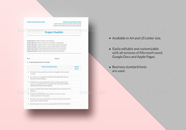 Project Checklist Template - 16+ Free Word, PDF Documents Download!