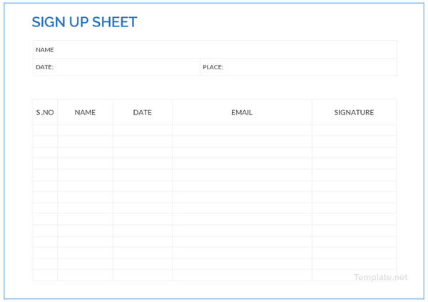 61+ Sign Up Sheets