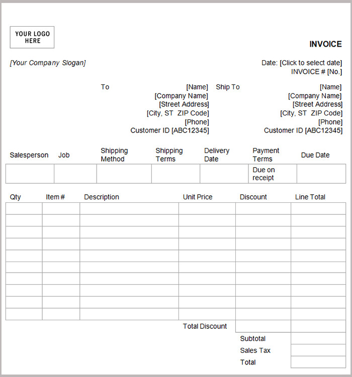 14+ Free Tax Invoice Templates - Word,Excel, AI