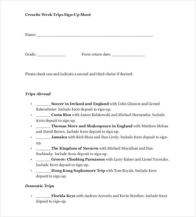 58+ Sign Up Sheets | Free & Premium Templates
