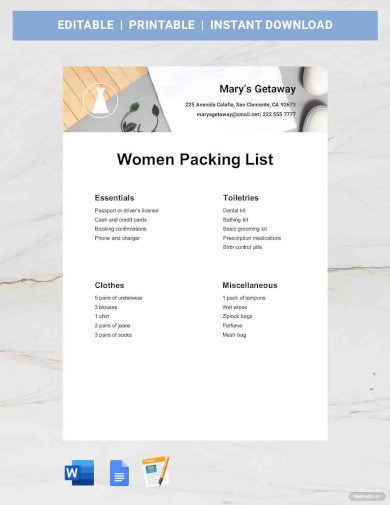Free 44+ Packing List Templates - PDF, DOC, Excel