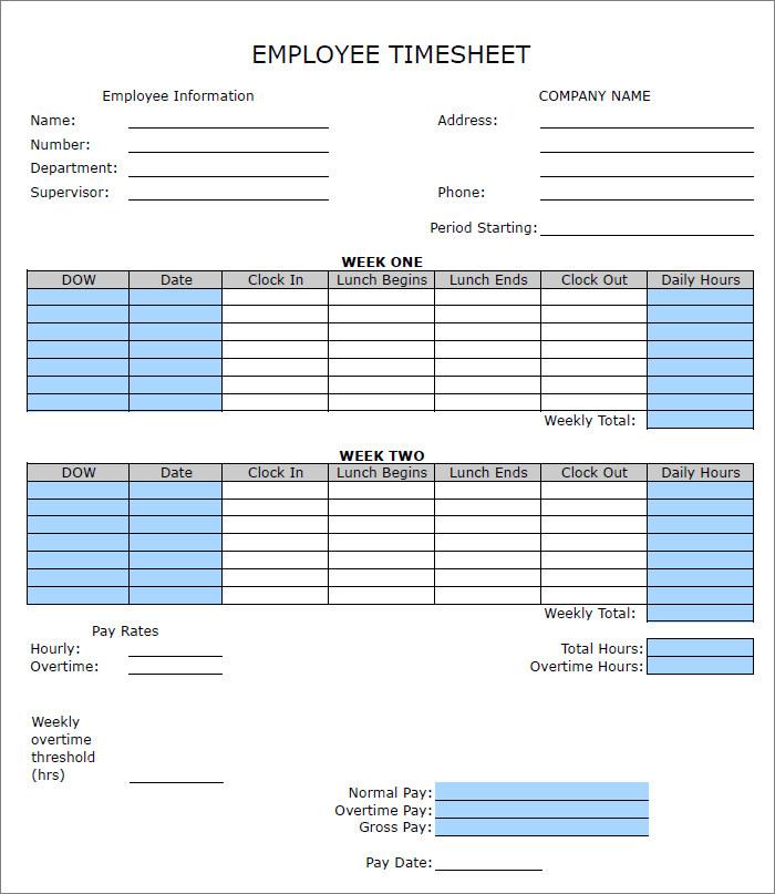 60+ Sample Timesheet Templates - PDF, DOC, Excel