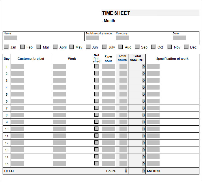 60+ Sample Timesheet Templates - PDF, DOC, Excel