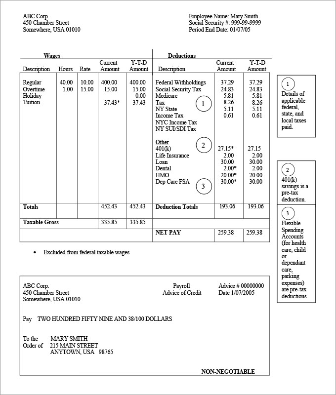 3 Check Stub Templates PDF DOC Free Premium Templates
