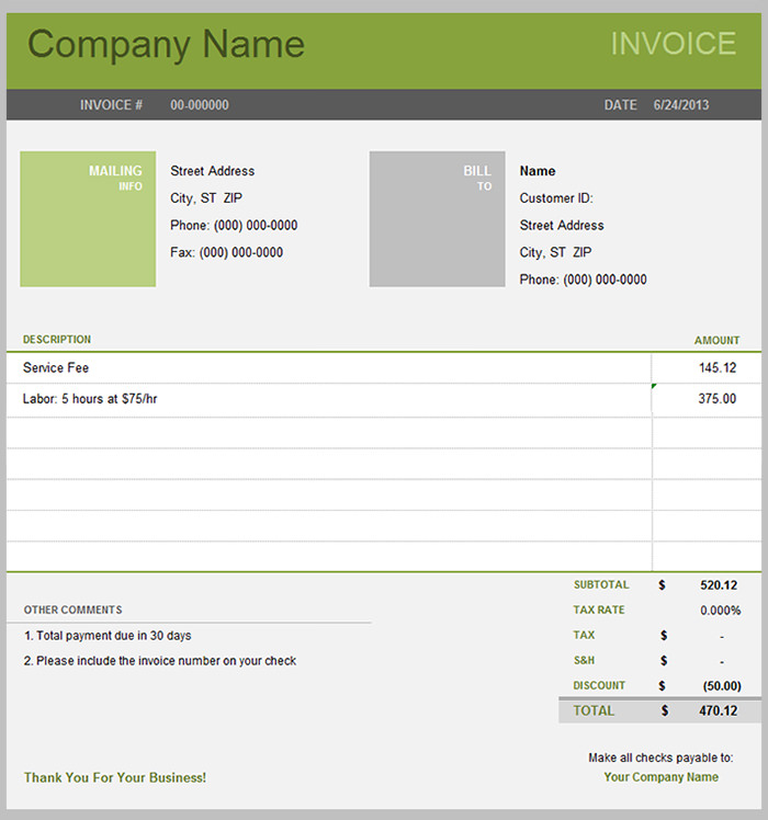 14+ Free Tax Invoice Templates - Word,Excel, AI