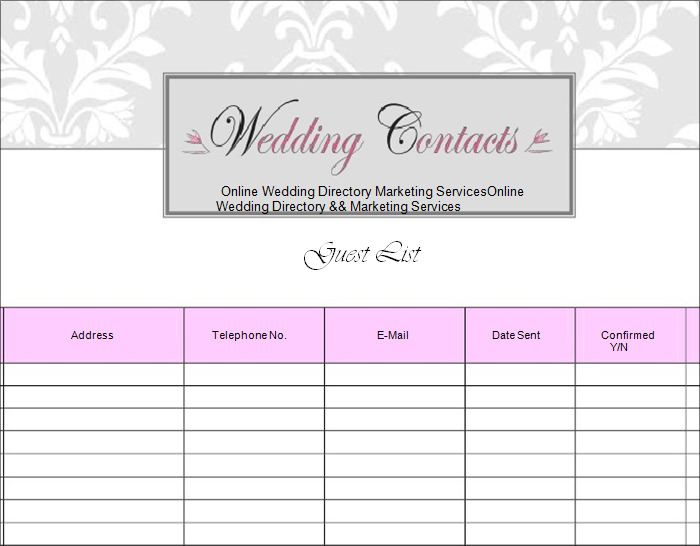 Wedding Guest List Template Free Download Printable Best For Mac Painteasysite