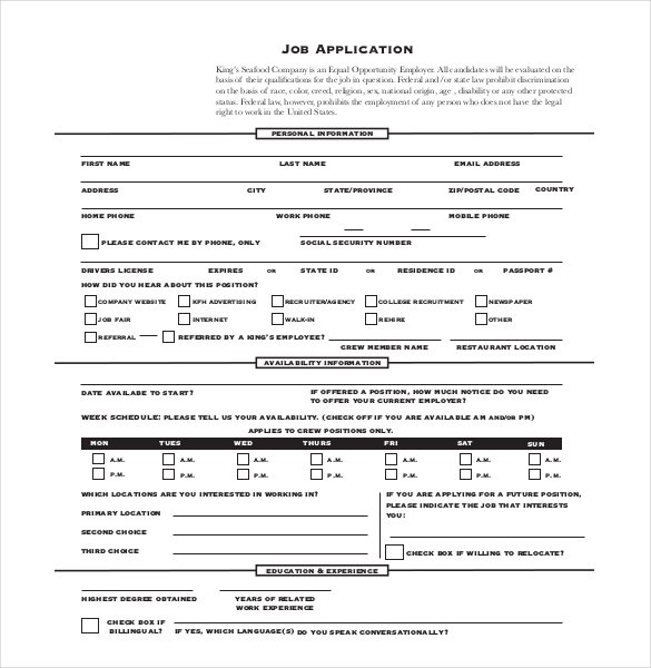 Job Application Template - 24+ Examples in PDF, Word