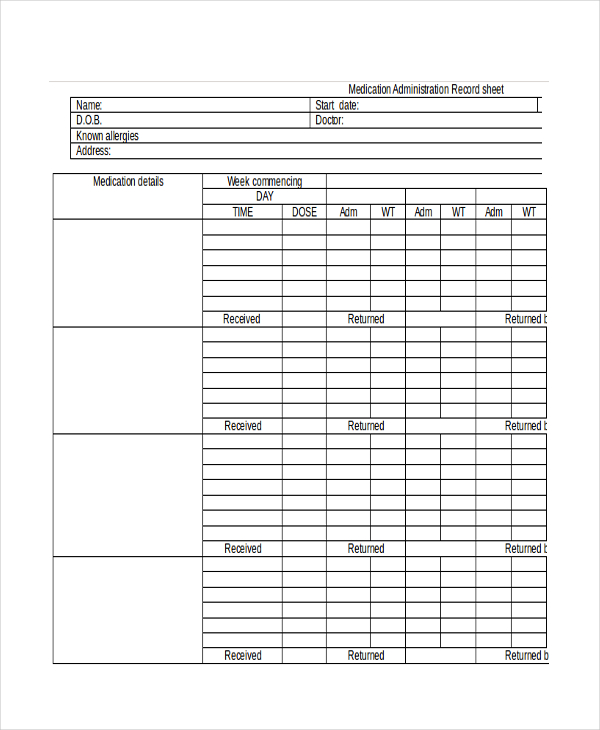 Medication Sheet Template - 10+ Free Word, Excel, PDF Documents Download