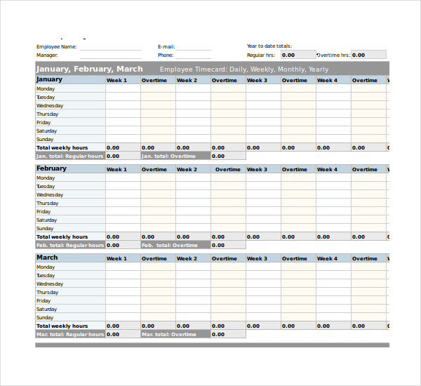 Employee Overtime Excel Template Sample Excel Templates