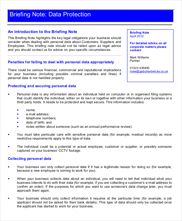 10+ Briefing Note Templates - PDF, DOC