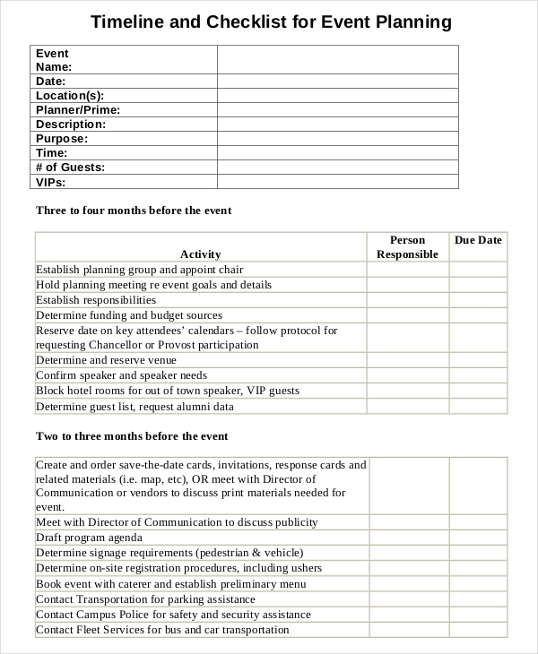 Corporate Event Checklist Template TUTORE ORG Master Of Documents