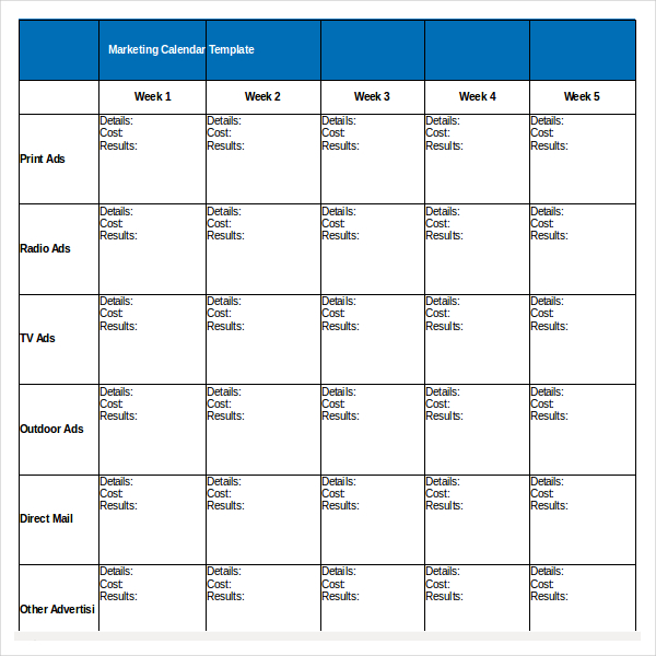 Marketing Calendar Template - 30+ Free Excel, PDF Documents Download