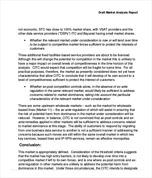 Market Analysis Templates 8 Free Word Excel PDF Formats Samples 