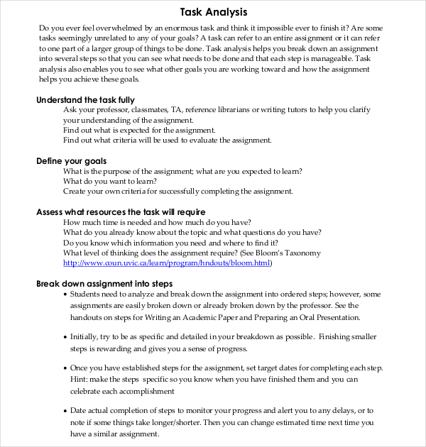 14+ Task Analysis Templates & Samples - Docs. PDF