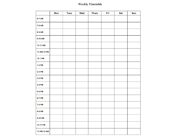 24+ Microsoft Word 2010 Format Timetable Templates Free Download