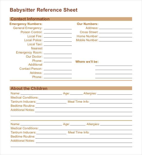 Reference Sheet Template - 34+ Free Word, PDF Documents Download