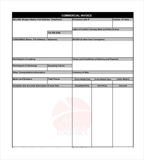 38+ Commercial Invoice Templates - Word, Excel, PDF,AI | Free & Premium ...