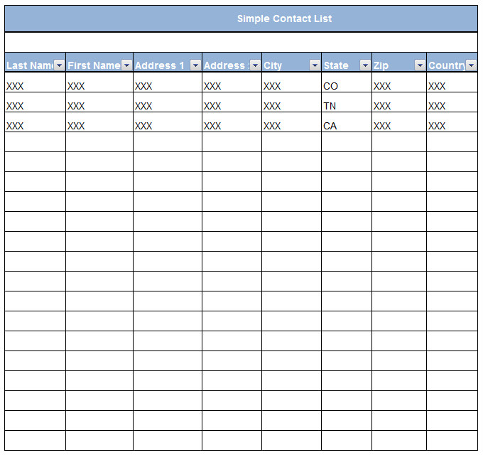 Contact Sheet Template 17 Free Excel Documents Download