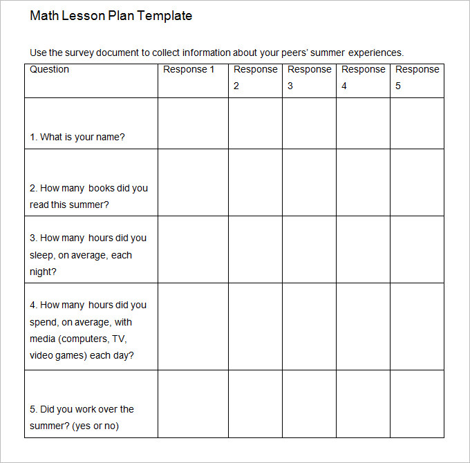 7+ Math Lesson Plan Template - Free PDF, Word Format