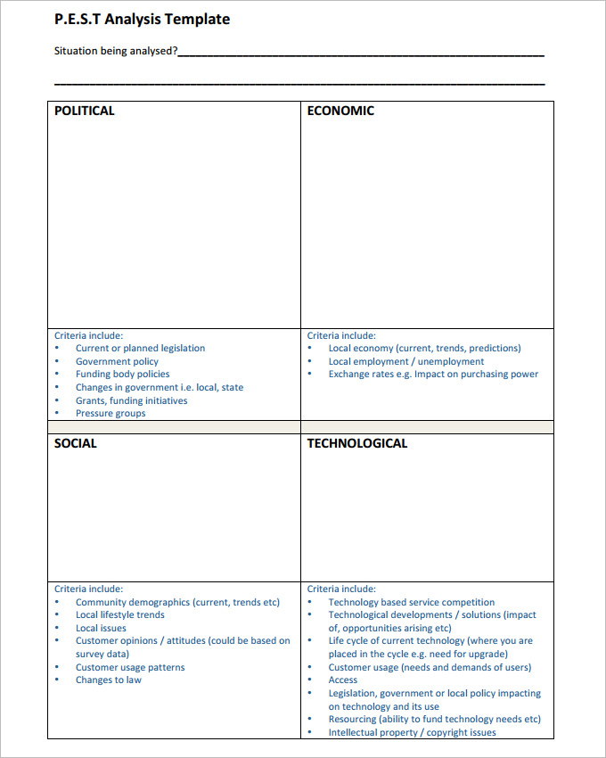 Pest Analysis Template 4 Free Word PDF Documents Download Free 