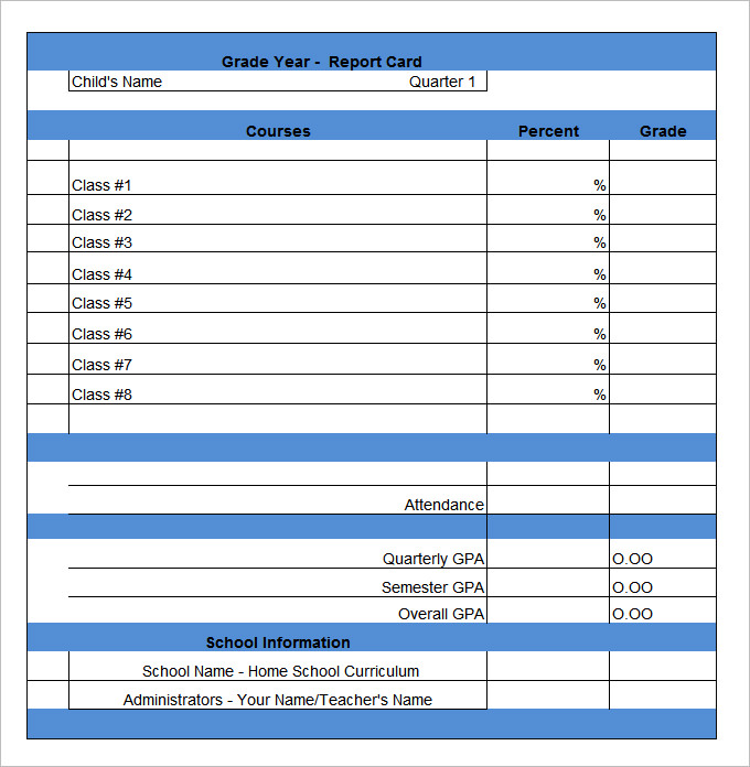 Report Card Template - 28+ Free Word, Excel, PDF Documents Download