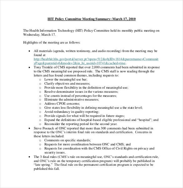 Meeting Notes Template - 30+ Word, PDF Documents Download