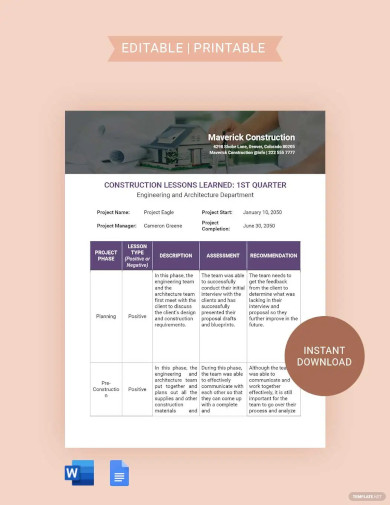 8+ Lesson Learned Templates - Word, Excel, PDF