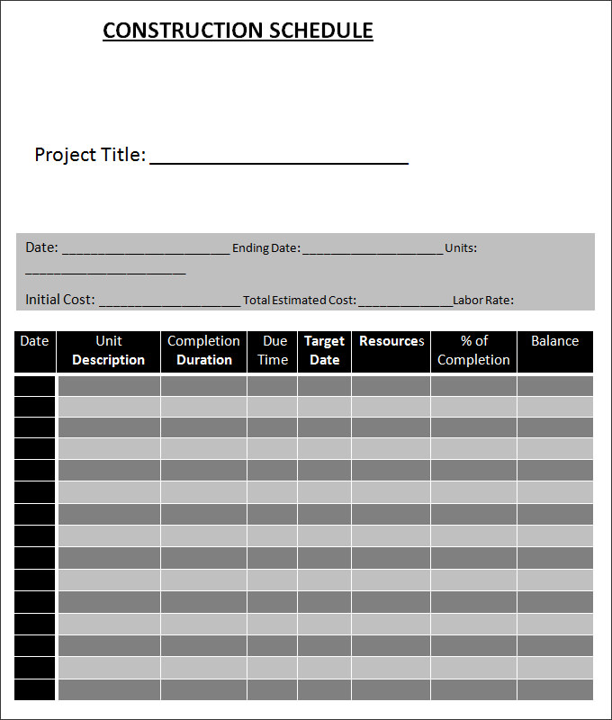 21+FREE Construction Schedule Templates - Word, PDF, Excel, Google Docs ...