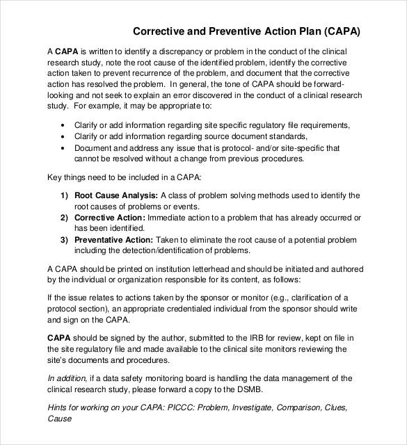 Fmcsa Corrective Action Plan Template Collection