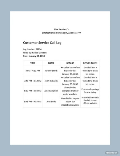 29+ Call Log Templates - DOC, PDF, Excel